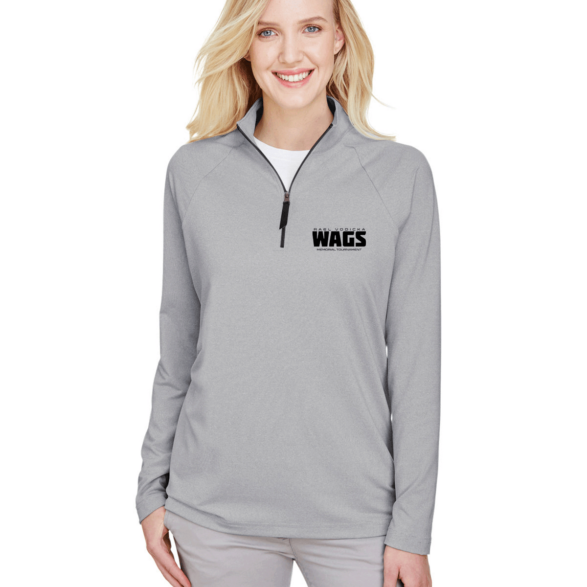 Ladies' Clubhouse Micro-Stripe Quarter-Zip - 2025 Wags Tournament - Bl ...
